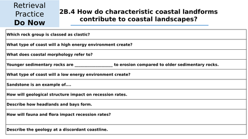 Edexcel A level Geography - Coastal Landscapes - EQ2. | Teaching Resources
