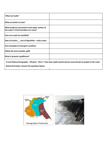 Edexcel A level Geography - Coastal Landscapes & Change - EQ3. | Teaching Resources