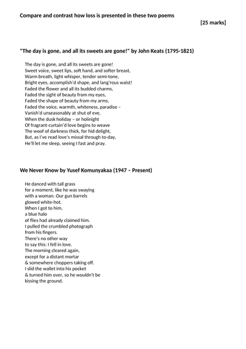 English Literature A-Level Unseen Poetry Pack | Teaching Resources