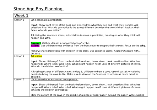 Stone Age Boy Planning | Teaching Resources