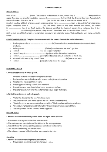 Grammar review | Teaching Resources