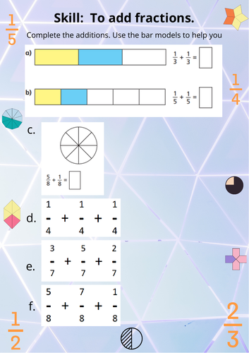 KS2 add fractions with same denominator | Teaching Resources
