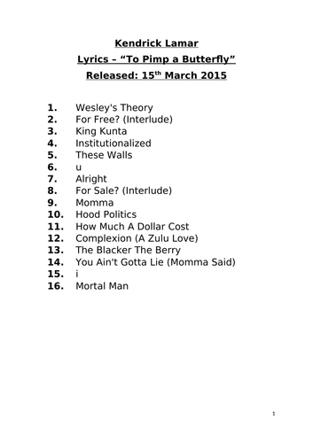 Kendrick Lamar - teaching as poetry | Teaching Resources