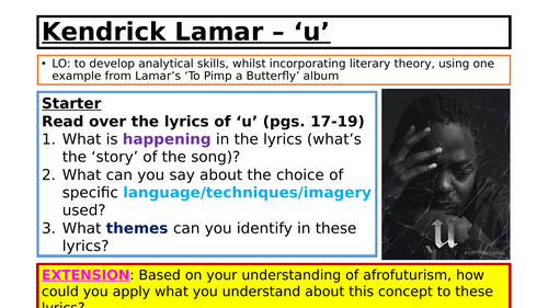Kendrick Lamar - teaching as poetry | Teaching Resources