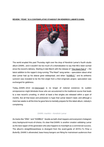 Kendrick Lamar - teaching as poetry | Teaching Resources