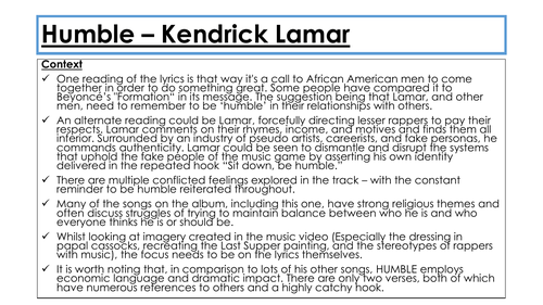Kendrick Lamar - teaching as poetry | Teaching Resources