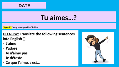 French Likes and Dislikes (Y7/8) | Teaching Resources