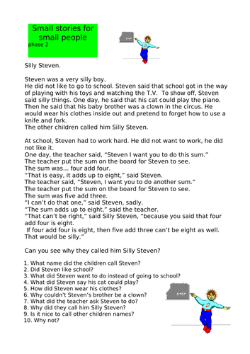 Small Stories for Comprehension Practice | Teaching Resources