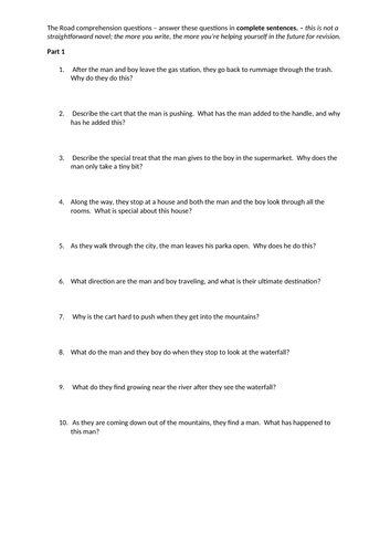 The Road - IB and A-level SoW with resources | Teaching Resources