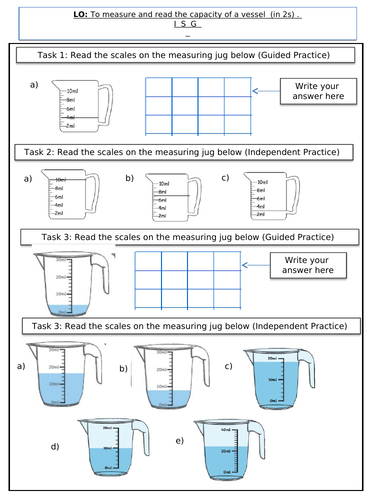 To measure and read the capacity of a vessel (in 2s) | Teaching Resources