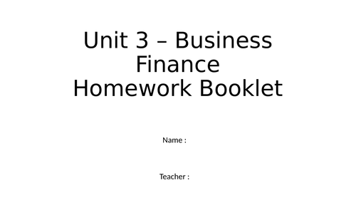 BTEC Business - Unit 3 Retrieval Practice Workbook | Teaching Resources