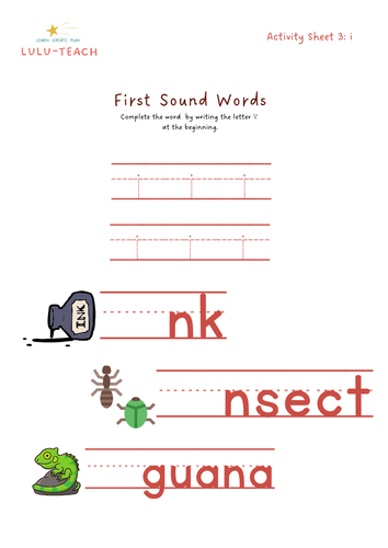 'i' Sound Phonics Activity Sheets | Teaching Resources
