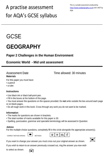 AQA GCSE Geography - Economic World - Lessons/resources/exam questions ...