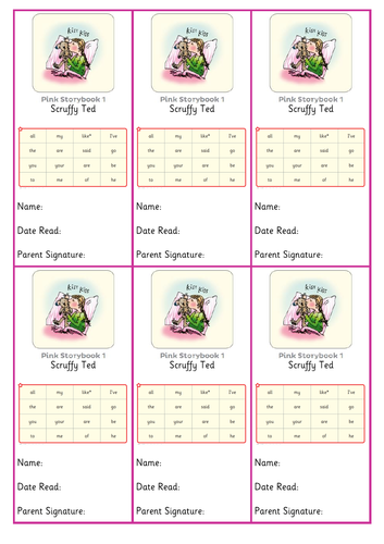 Pink RWI Book Marks - All standard books plus Non Fiction with Record ...