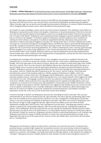 A LEVEL Othello Grade A Essays | Teaching Resources