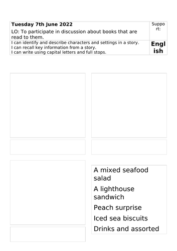 Year 2 KS1, English Unit Pack - THE LIGHTHOUSE KEEPER'S LUNCH ...