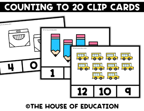 Back to School Activities Counting to 20 Clip Cards | Teaching Resources
