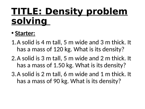 Density extra practice challenge/triple lesson | Teaching Resources
