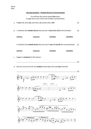 GCSE Music - Melodic Devices and Ornamentation Revision | Teaching ...