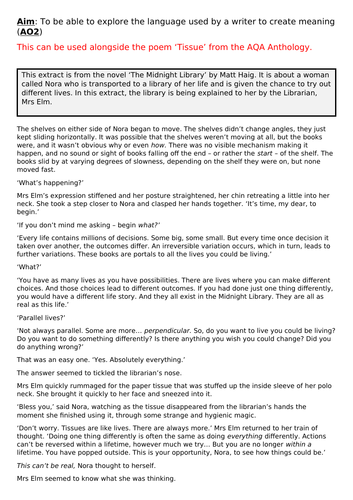 Midnight Library Comprehension | Teaching Resources