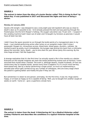 English Language Paper 2: Doctors | Teaching Resources