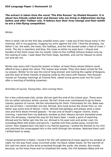 The Kite Runner Comprehension | Teaching Resources