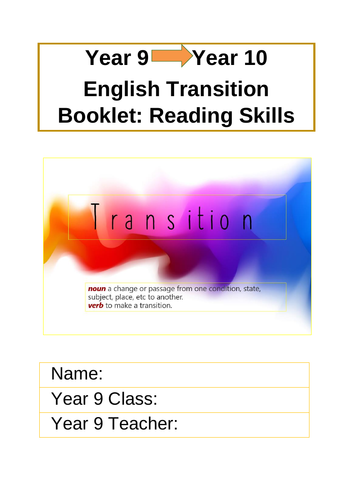 Year 9 into 10 GCSE English Transition | Teaching Resources