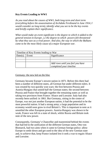 KS3 - Explaining the Causes of WW1 | Teaching Resources