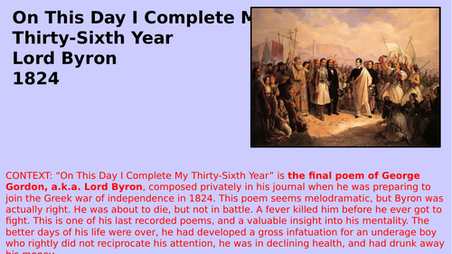 My Thirty-Sixth Year by Lord Byron | Teaching Resources