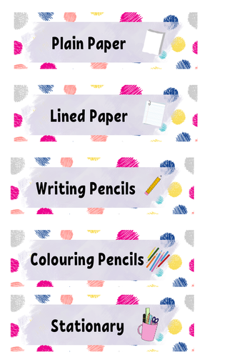 Tray Labels | Teaching Resources