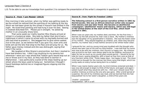 Language Paper 2: Q2 and Q4 | Teaching Resources