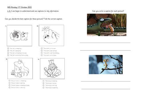 NON FICTION 3 week cycle Gruffalo Year 1 Autumn 1 Talk for Writing ...