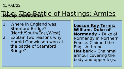 Battle of Hastings - Armies - Ks3 | Teaching Resources