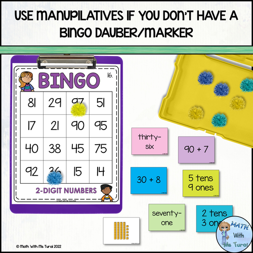2-Digit Place Value Bingo Game 4x4 Grid | Teaching Resources