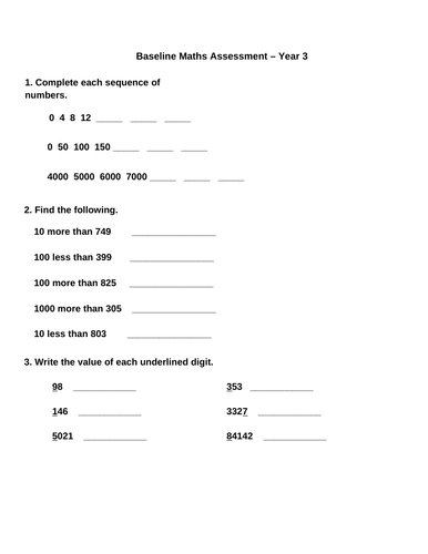 editable-baseline-maths-assessment-teaching-resources