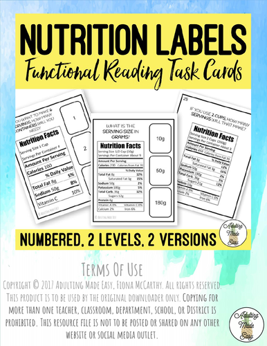 Reading Food Labels | Teaching Resources
