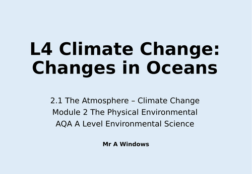 A Level Environmental Science (7447) - 2.1 The Atmosphere (Climte ...