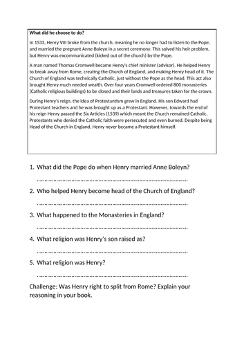 Tudors - Henry VIII - Ks3 | Teaching Resources