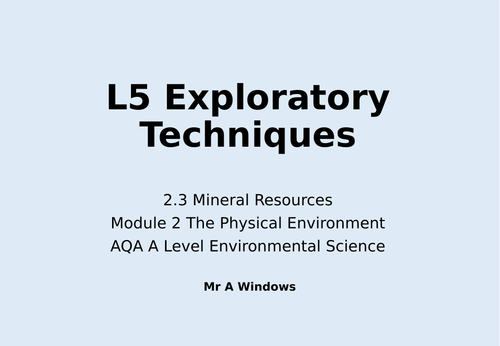 A Level Environmental Science (7447) - 2.3 Mineral Resources | Teaching ...