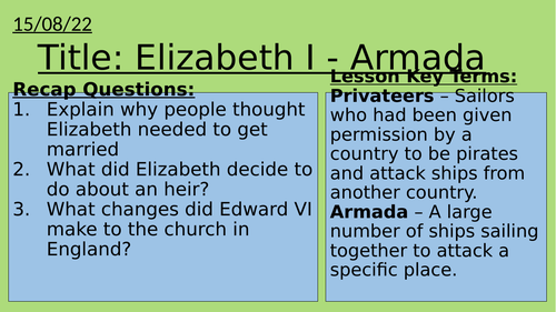 Tudors - Elizabeth & the Spanish Armada - Ks3 | Teaching Resources