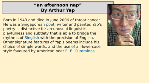 an afternoon nap by Arthur Yap | Teaching Resources