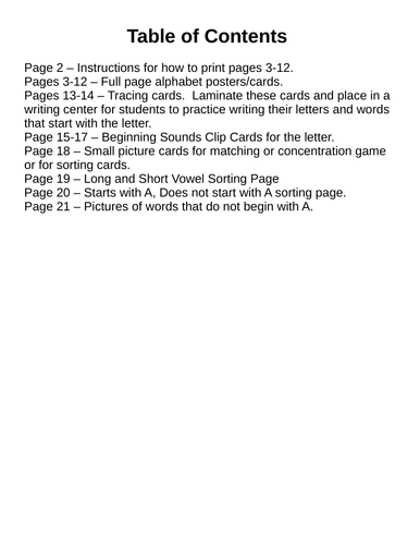 Letter A Phonics and Writing Centers with Real Photographs | Teaching ...