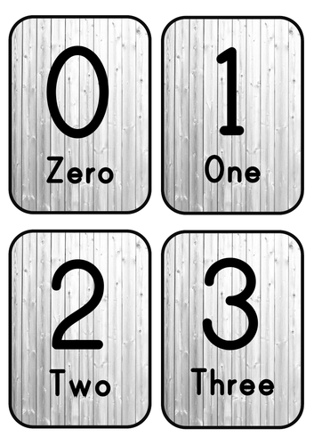 Number Cards with Word 1 - 20 White Wood | Teaching Resources