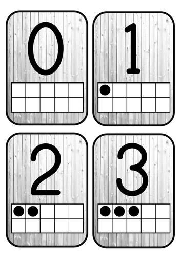 Number Cards 1 - 10 With Tens Frame - White Wood | Teaching Resources