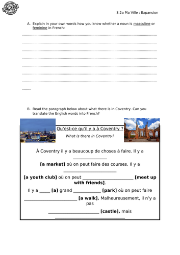 Ma ville worksheet | Teaching Resources