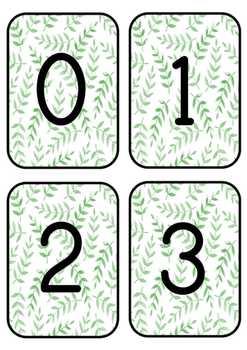 Number Cards 1 - 20 Leaf Pattern | Teaching Resources