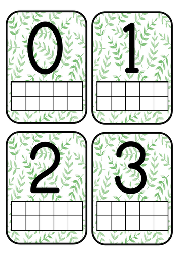 Number Cards 1 - 10 Blank Tens Frame Leaf Pattern | Teaching Resources