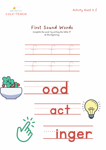 'f' Sound Phonics Activity Sheets | Teaching Resources