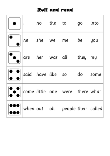 Tricky Words Roll and Read Phase 2-5 | Teaching Resources