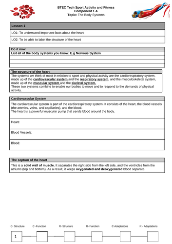 BTEC Tech Sport Activity and Fitness Unit of Work Component 1A ...